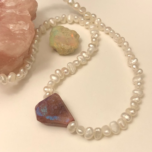 AlphaVariable | Jewelry | Alphavariable Pink Muscovite Pearl Necklace ...